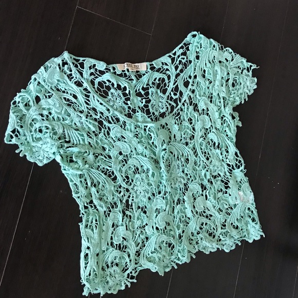 Swim | Aqua Crochet Top Size S | Poshmark